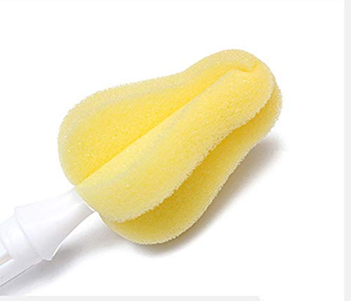 AKOAK 1 Pack The Baby Nipple Brush Cleaning Brush Set Rotates Freely to Replace The Head Sponge Bottle Brush