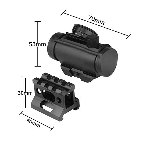 Beileshi Red Dot Sight, 4 MOA Compact Red Dot Gun Sight Rifle Scope with 1 inch Riser Mount (Black Color)