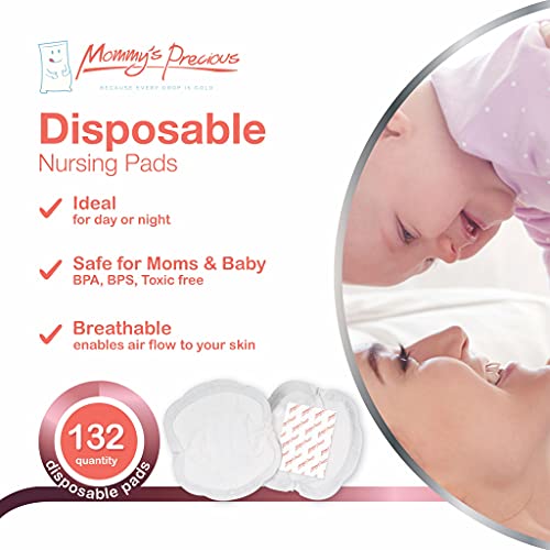 Mommy's Precious Disposable Cotton Nursing Pads 132 Packs for Pregnant Breastfeeding lactating Nursing Moms Breast Milk Pads