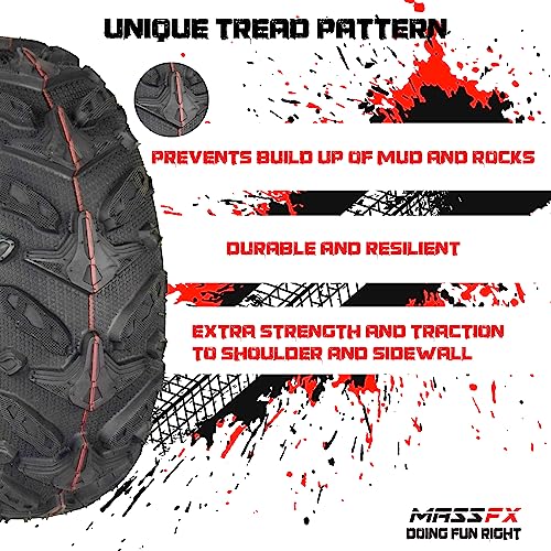 MASSFX MK 4 Set ATV Tires 25x8-12 Fronts 25x10-12 Rears 6 Ply 1/2" Tread Depth