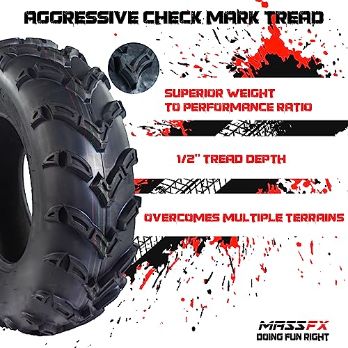 MASSFX MK 4 Set ATV Tires 25x8-12 Fronts 25x10-12 Rears 6 Ply 1/2" Tread Depth