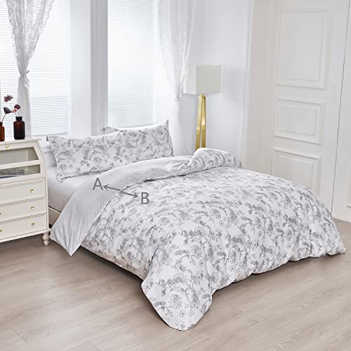 OAITE Duvet Cover Set,100% Cotton Comforter Cover with Floral Pattern Duvet Cover Set,Soft Bedding Set Includes with 3 Piece (2 Pillow Shams,1 Duvet Cover)