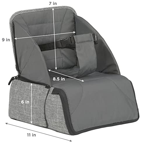 Contours Explore 2-in-1 Baby Booster Seat and Backpack Diaper Bag, Booster Seat for Dining Table, Foldable and Portable Baby Seat, Baby to Toddler Booster Chair - Gray