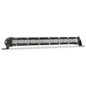 12 inch single row led light bar - beamcorn ultra-slim [14in w/bracket] 80w 10000lm combo spot flood light for offroad trucks atv utv suv boat waterproof