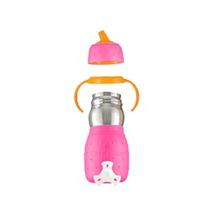 Kid Basix Safe Sippy, Stainless Steel Cup for Babies/Toddlers, Round Spout, Dishwasher Safe, BPA Free, 11 OZ. Travel/School/Play Pink