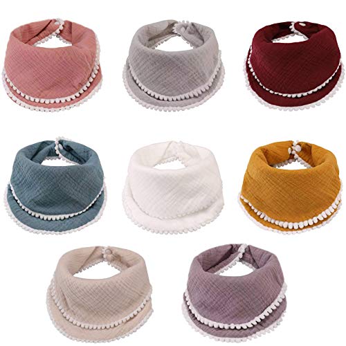 DOSMINE Baby Bandana Drool Bibs 8 Pack Baby Bibs for Boys Girls Adjustable Muslin Baby Bibs Set for Teething and Drooling Multi-Use Scarf Bibs