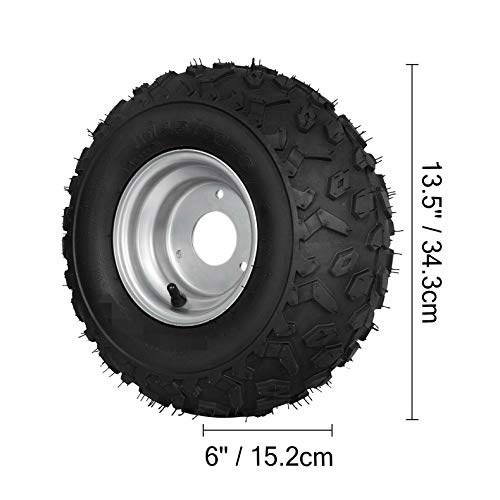 ATV Go Kart Tires and Rims 145x70-6 Inch Golf Cart Tires 90CC Go Kart Buggy ATV Mini-bikes Quad Bike Tires and Wheels HUB- 3-hole Set of 4