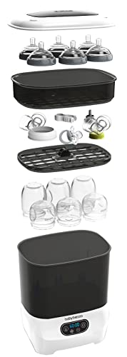 Baby Brezza Bottle Sterilizer and Dryer Advanced – HEPA Filter And Steam Sterilization – Dries 33 Percent Faster Then Original - Universal Fit up to 8 Baby Bottles And 2 Sets of Pump Parts (Any Brand)