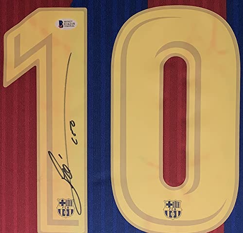 Lionel Messi Signed Authentic Nike Barcelona Jersey - BAS Beckett Authentication Services COA - Professionally Framed 34x42 & Ballon D'Or 500th Goal 8x10 Photo