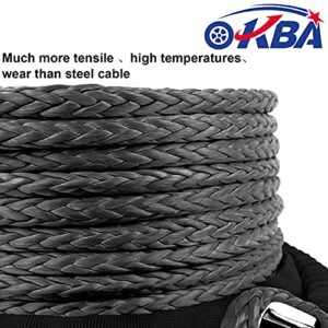 OKBA Synthetic Winch Rope Cable Kit 1/4" x 50' - 9500LBS Winch Line Rope Replacement with Protective Sleeve + Rope Winch Hook + Rubber Stopper for 4x4 Off Road Vehicle ATV UTV Polaris UTV