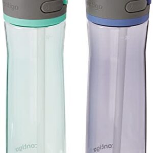 Contigo Ashland 2.0 Leak-Proof Water Bottle with Lid Lock and Angled Straw, Dishwasher Safe Water Bottle with Interchangeable Lid, 24oz 2-Pack, Blue Corn/Coriander