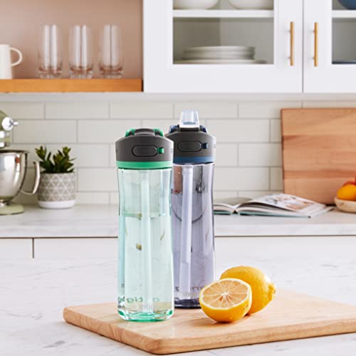 Contigo Ashland 2.0 Leak-Proof Water Bottle with Lid Lock and Angled Straw, Dishwasher Safe Water Bottle with Interchangeable Lid, 24oz 2-Pack, Blue Corn/Coriander