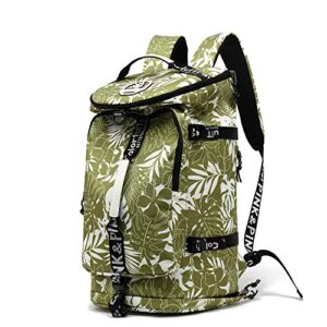 gym duffle bag backpack 4-way waterproof with shoes compartment for travel sport hiking laptop (olive-green) xl