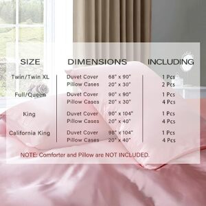 P Pothuiny 5 Pieces Satin Duvet Cover Full/Queen Size Set, Luxury Silky Like Blush Pink Duvet Cover Bedding Set with Zipper Closure, 1 Duvet Cover + 4 Pillow Cases (No Comforter)