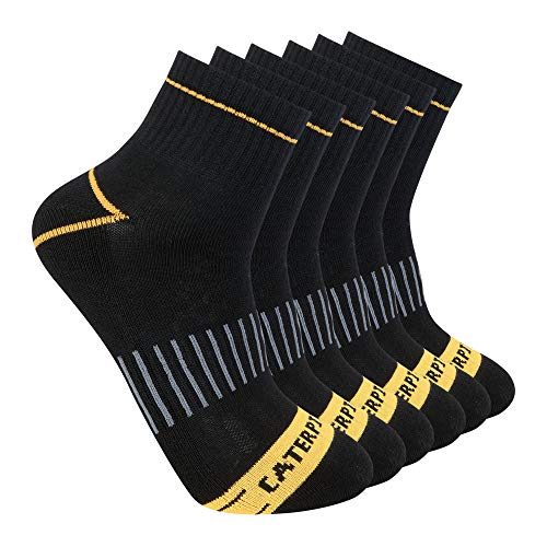 Caterpillar Men's 6-Pack Half Cushioned Quarter Socks, Black, X-Large