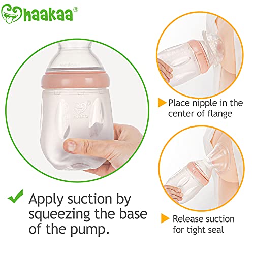 haakaa Gen.3 Manual Breast Pump Upgraded Multifuctional Silicone Breast Pump for Breastfeeding Moms to Collect Breast Milk Reusable(8oz/250ml, Peach)