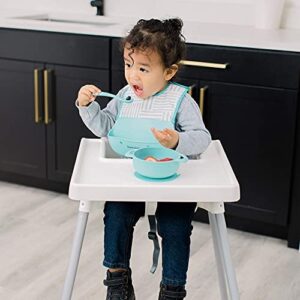 Bazzle Baby Silicone Bib for Baby with Food Catcher - Waterproof Roll Up and Button Feeding Bib for Toddler Eating 2-Pk