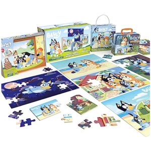 Bluey 11 Puzzle Bundle Set, 8- and 24-Piece Wood, Fuzzy, & Die-Cut Jigsaw Puzzles for Preschoolers and Kids