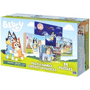 Bluey 11 Puzzle Bundle Set, 8- and 24-Piece Wood, Fuzzy, & Die-Cut Jigsaw Puzzles for Preschoolers and Kids