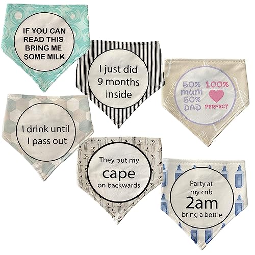 artico Baby Bibs Gift Set 6-Packs Baby Bandana Bibs for Baby Registry, Drooling, Feeding, Teething Funny Gender Neutral Baby Shower Gifts, Baby Travel Essentials for Infant, Newborn and Toddlers