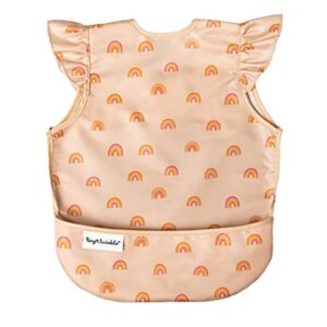 tiny twinkle mess proof baby bib - waterproof apron machine washable pvc, bpa, & phthalate free great travel for eating food bibs (boho rainbow, small 6-24 months)