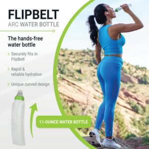 FlipBelt Arc Water Bottle Running Belt, Curved Hydration Running Bottle, 6 Fl. Oz., Green