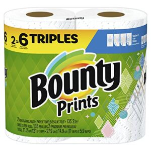 bounty select-a-size paper towels, print, 2 triple rolls = 6 regular rolls