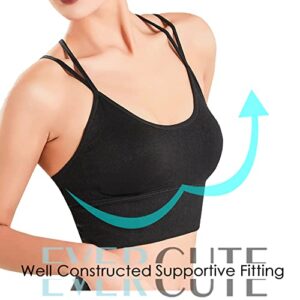 Evercute Cross Back Sport Bras Padded Strappy Criss Cross Cropped Bras for Yoga Workout Fitness Low Impact