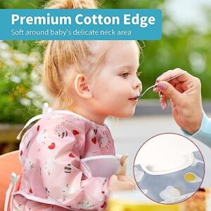 3 Pcs Long Sleeved Bib Set | Baby Waterproof Bibs with Pocket Bundle | Toddler Bib with Sleeves and Crumb Catcher | Stain and Odor Resistance Play Smock Apron - Pack of 3 | 6-24 Months