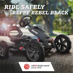 Berg Reppy Rebel Kids Go Kart - Pedal Go Kart for Boys & Girls - Kid's Pedal Vehicles with Soundbox & Adjustable Seat - Pedals Cars for Kids - Black Ride-On Children's Go Cart for Ages 2.5-6 Years