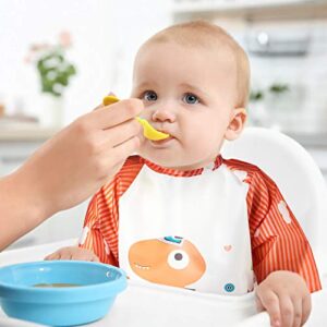 R HORSE 5Pcs Long Sleeved Bib for Babies Toddlers Waterproof Sleeved Bib with Great Capacity Pocket Gift for Baby 6-36 months