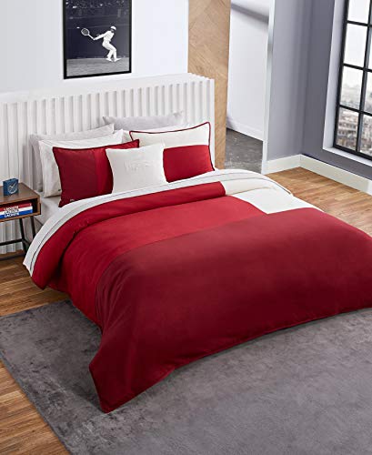 Lacoste Cliff Duvet Set, Full/Queen, Red