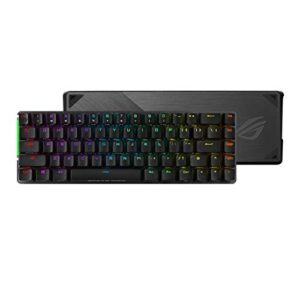 asus rog falchion wireless 65% mechanical gaming keyboard | 68 keys, aura sync rgb, extended battery life, interactive touch panel, pbt keycaps, cherry mx red switches, keyboard cover case