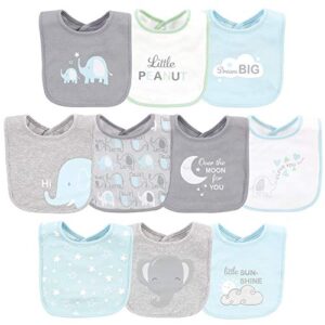 luvable friends unisex baby interlock cotton drooler bibs, boy basic elephant, one size