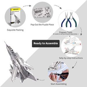 Piececool 3D Metal Puzzle for Adults, Tornado Fighter Jet Military Airplane Models Kits to Build for Teens Men Hobbies Toys DIY Brain Teaser Puzzles, Great Birthday Gifts, 83 Pcs