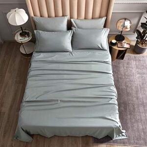 DERBELL Bed Sheet Set - Brushed Microfiber Bedding - Bedding Sheets & Pillowcases - Deep Pockets - Easy Fit - Breathable & Cooling Sheets-4 Piece Queen Light Gray