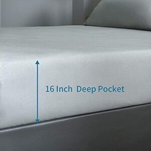 DERBELL Bed Sheet Set - Brushed Microfiber Bedding - Bedding Sheets & Pillowcases - Deep Pockets - Easy Fit - Breathable & Cooling Sheets-4 Piece Queen Light Gray