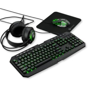 gaming keyboard and mouse and headset and mouse pad, x9 performance 4 in 1 rgb gaming bundle set up to game - gaming mouse and keyboard combo kit works with xbox one, ps5, ps4