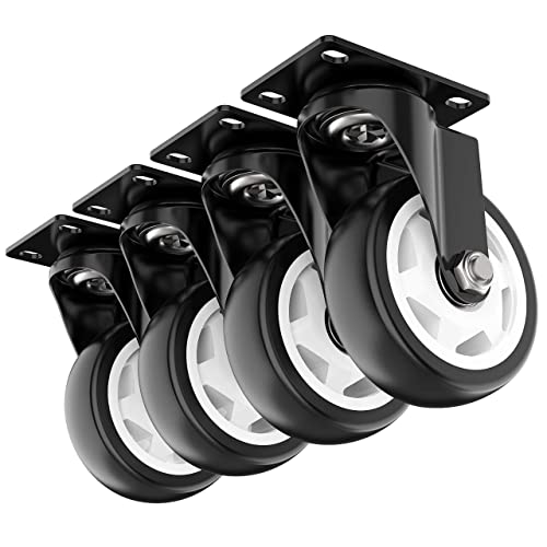 4 inch Swivel Caster Wheels, Heavy Duty Plate Casters with no Brake Total Capacity 1200lbs (Pack of 4）