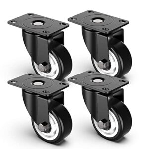 3 inch swivel caster wheels, heavy duty plate casters with no brakes total capacity 1000lbs (pack of 4)