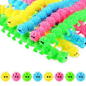 charnoel 8 pieces caterpillars fidget sensory toy stretchy toy for anxiety, caterpillars fuzzy worm noodles unicorn play toy for stress relief, calming and relaxing present