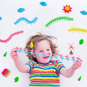 Charnoel 8 Pieces Caterpillars Fidget Sensory Toy Stretchy Toy for Anxiety, Caterpillars Fuzzy Worm Noodles Unicorn Play Toy for Stress Relief, Calming and Relaxing Present