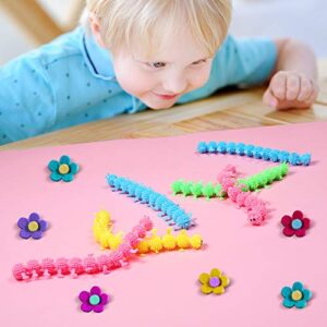 Charnoel 8 Pieces Caterpillars Fidget Sensory Toy Stretchy Toy for Anxiety, Caterpillars Fuzzy Worm Noodles Unicorn Play Toy for Stress Relief, Calming and Relaxing Present