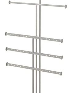 Umbra Trigem Tiered Tabletop Jewelry Organizer Freestanding Hanging Necklace, Earring and Bracelet Display, 5, White/Nickel