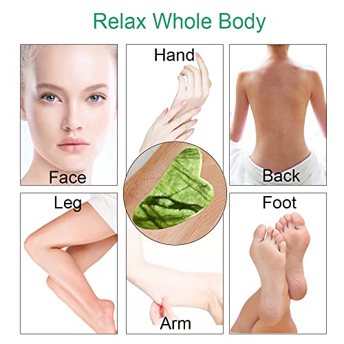 TIGERSTAR Facial Tool, Nature Jade Rose Quartz Gua Sha Massage Tool A Relaxing Gua Sha for Jawline Double Chin, Wrinkles and Pain Relief (Green)