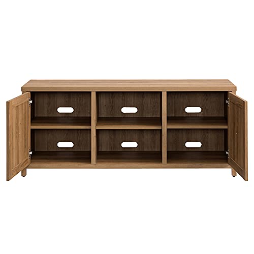 Henn&Hart Rectangular TV Stand for TV's up to 65" in Golden Oak, Electric Fireplace TV Stands for the Living Room