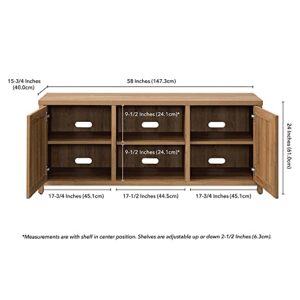 Henn&Hart Rectangular TV Stand for TV's up to 65" in Golden Oak, Electric Fireplace TV Stands for the Living Room