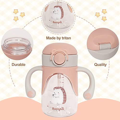 Bunnytoo Baby Sippy Cup with Weighted Straw - Ideal for 1+ Year Old and Transitioning Infants 6-12 Months - Spill-Proof and Easy to Hold with Handle - 8oz (Apricot)