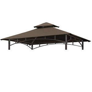 CoastShade 8 x 5 Grill BBQ Gazebo Double Tiered Replacement Canopy Roof Outdoor Barbecue Gazebo Tent Roof Top,Brown