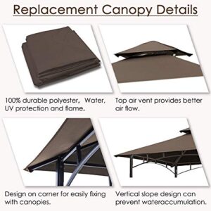 CoastShade 8 x 5 Grill BBQ Gazebo Double Tiered Replacement Canopy Roof Outdoor Barbecue Gazebo Tent Roof Top,Brown